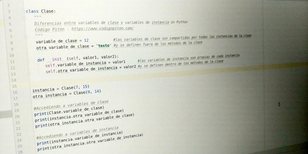 Variables de Clase y Variables de Instancia en Python - Código Pitón